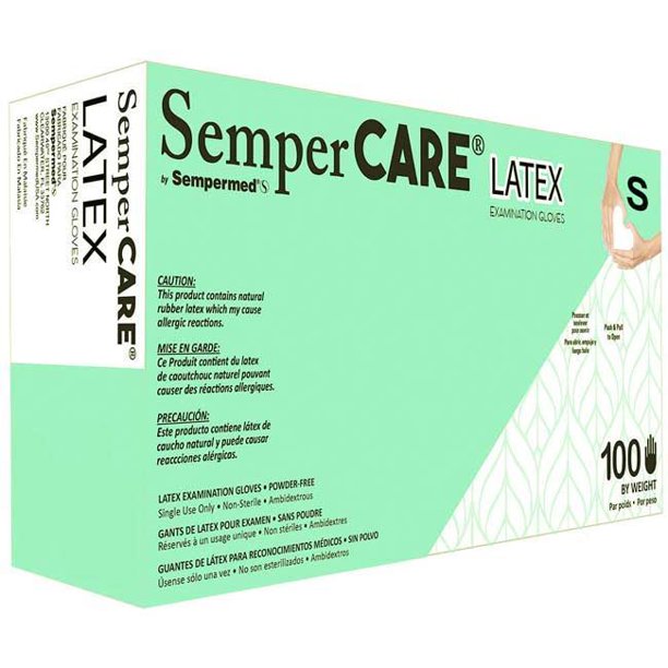 Semper CARE Latex Gloves Size SMALL 100 per Box - Walmart.com