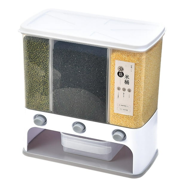 11 lbs Rice Dispenser Divider Box Pantry Wall-Mounted Large Bin for ...