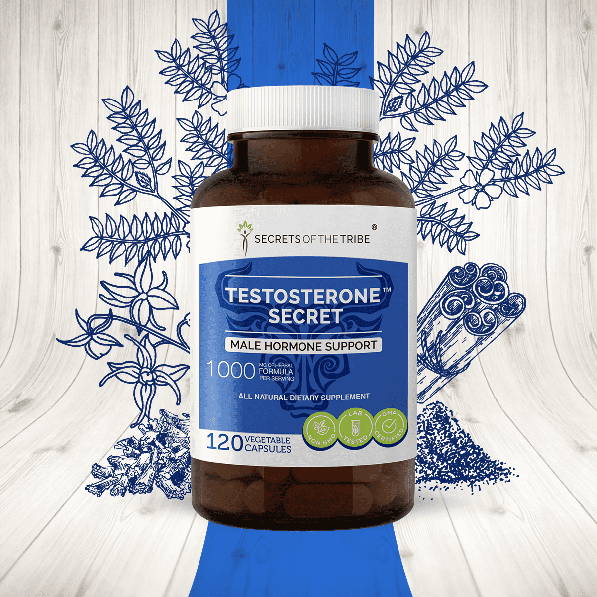 Testosterone Secret 120 Capsules, 500 mg, Pine Pollen, Astragalus ...