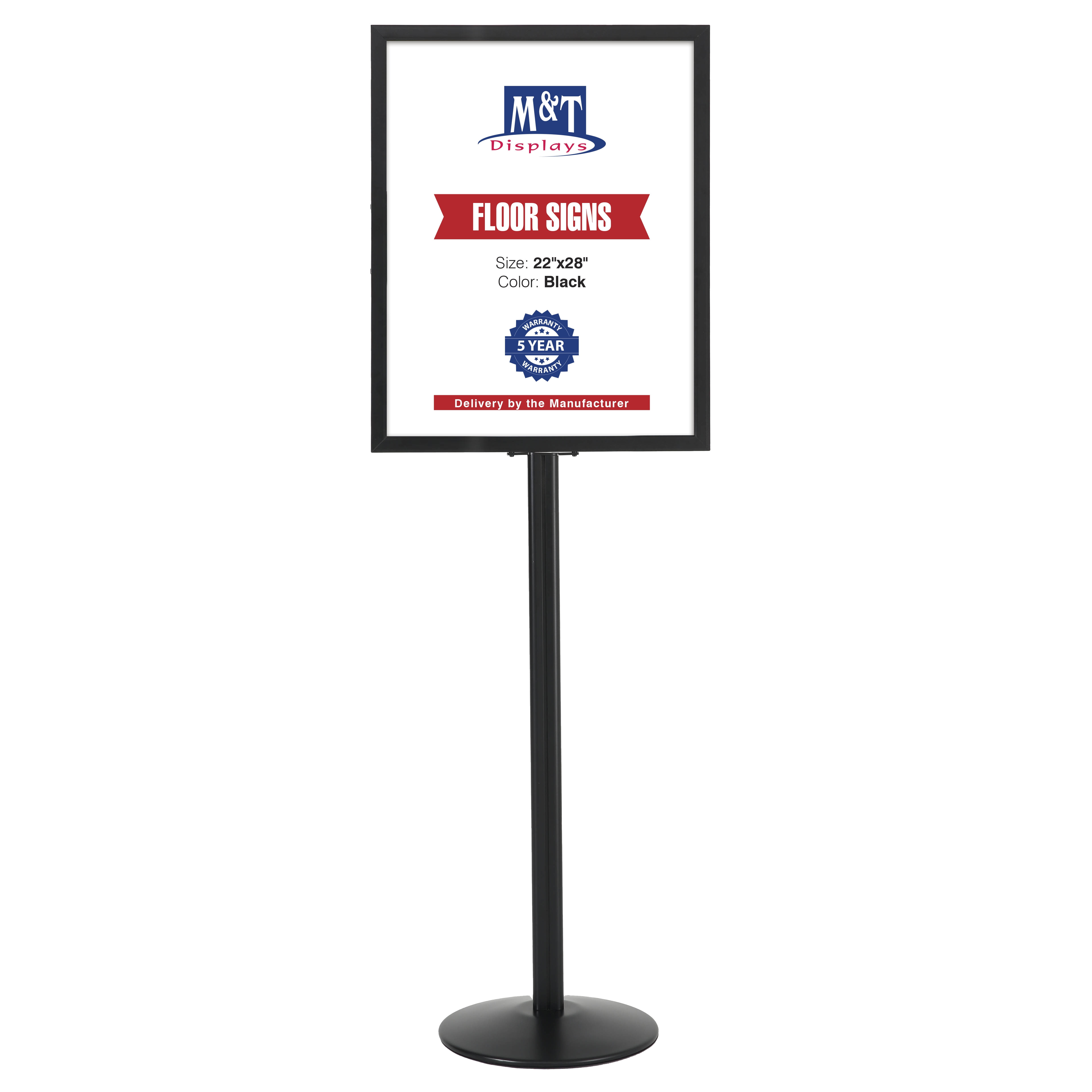 M&T Displays Sign Holder Stand, Black 22x28 Inch Poster Frame Double ...