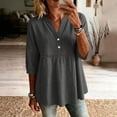 Ahabrexf Blouse V-Neck Hollow Out Half Sleeve Relaxed Fit Washed Top ...