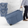 Heavy-Duty 40 Gallon Rolling Storage Bins, Blue Industrial Plastic with ...