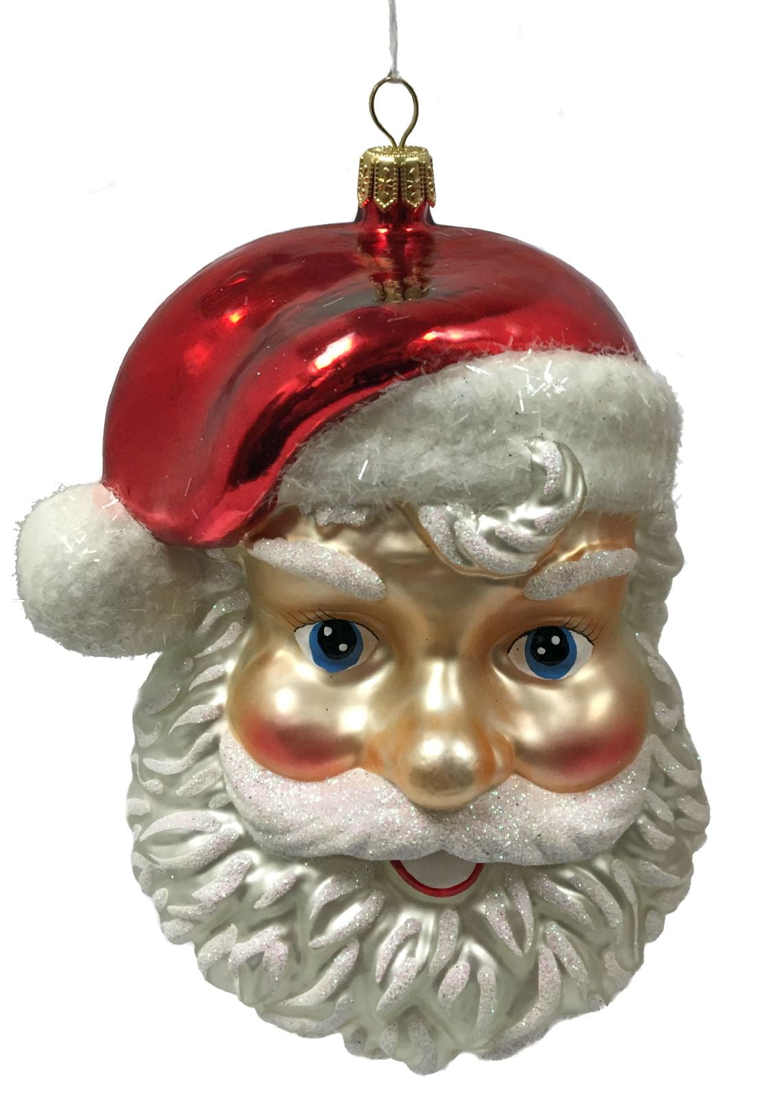 Large Classic Smiling Santa Claus Face Polish Glass Christmas Tree ...