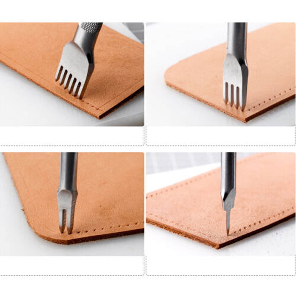 Leather Craft DIY Pricking Iron Diamond Stitching Chisel Hole Punch Tool 3/4mm - Walmart.com