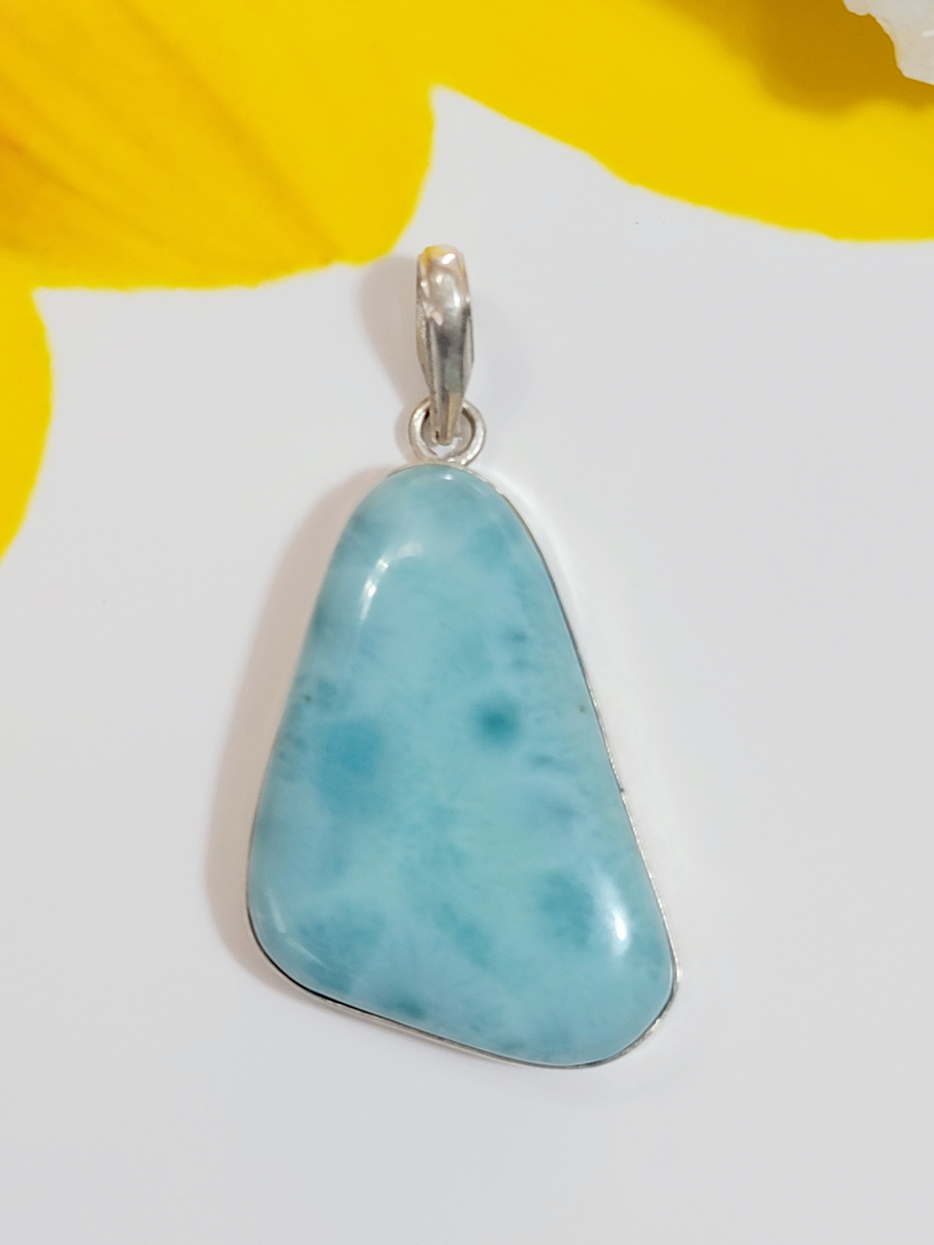 Natural Larimar Pendant, Pure Silver Larimar Jewelry, Dominican Larimar ...