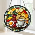 Breakfast Table Stained Glass Suncatcher Window Hanging Decor, Round ...