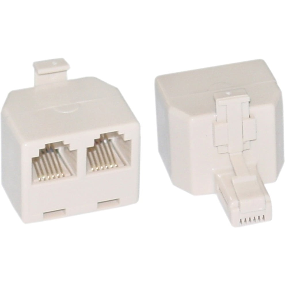 CableWholesale Phone Splitter (Straight), RJ11/RJ12 6P6C Male to 2 RJ11 ...