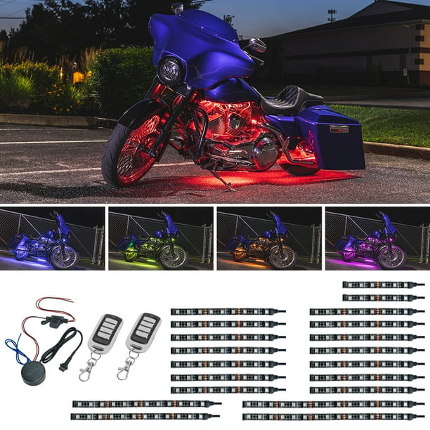 LEDGlow 20pc Advanced Million Color LED Flexible Motorcycle Lighting ...