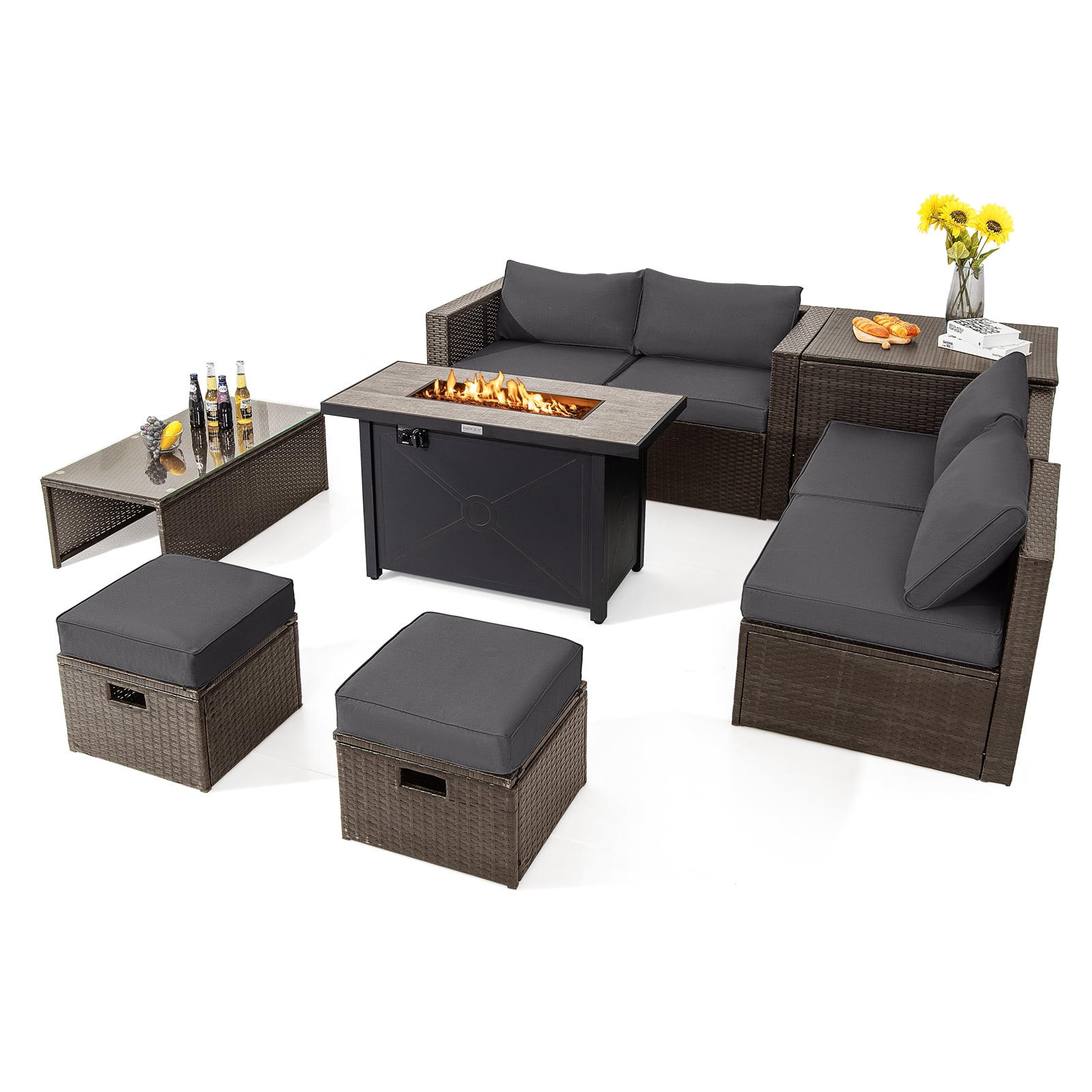 Click here for Patiojoy 9 Pieces Outdoor Patio Furniture Set With... prices