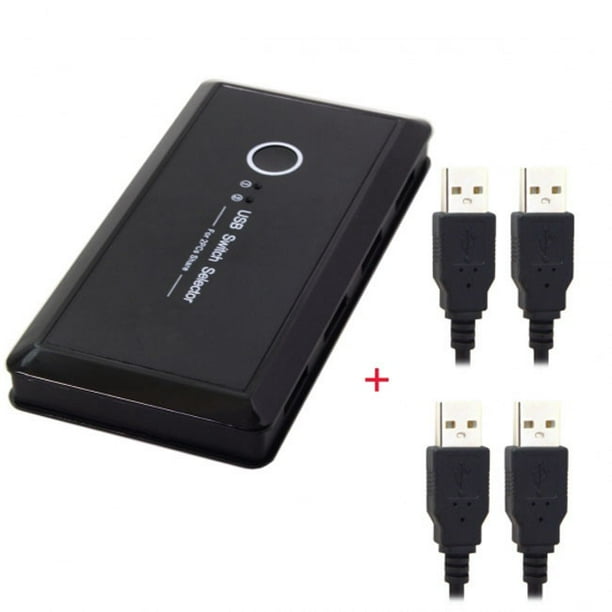 FVH KVM USB 2.0 Switch Selector 2 Port PCs Sharing 4 Devices for ...