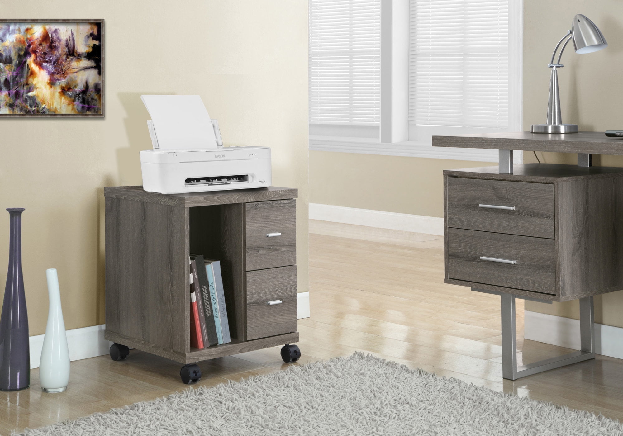 Office Cabinet - 1 Open Storage Compartment / 2 Storage Drawers / 2 ...