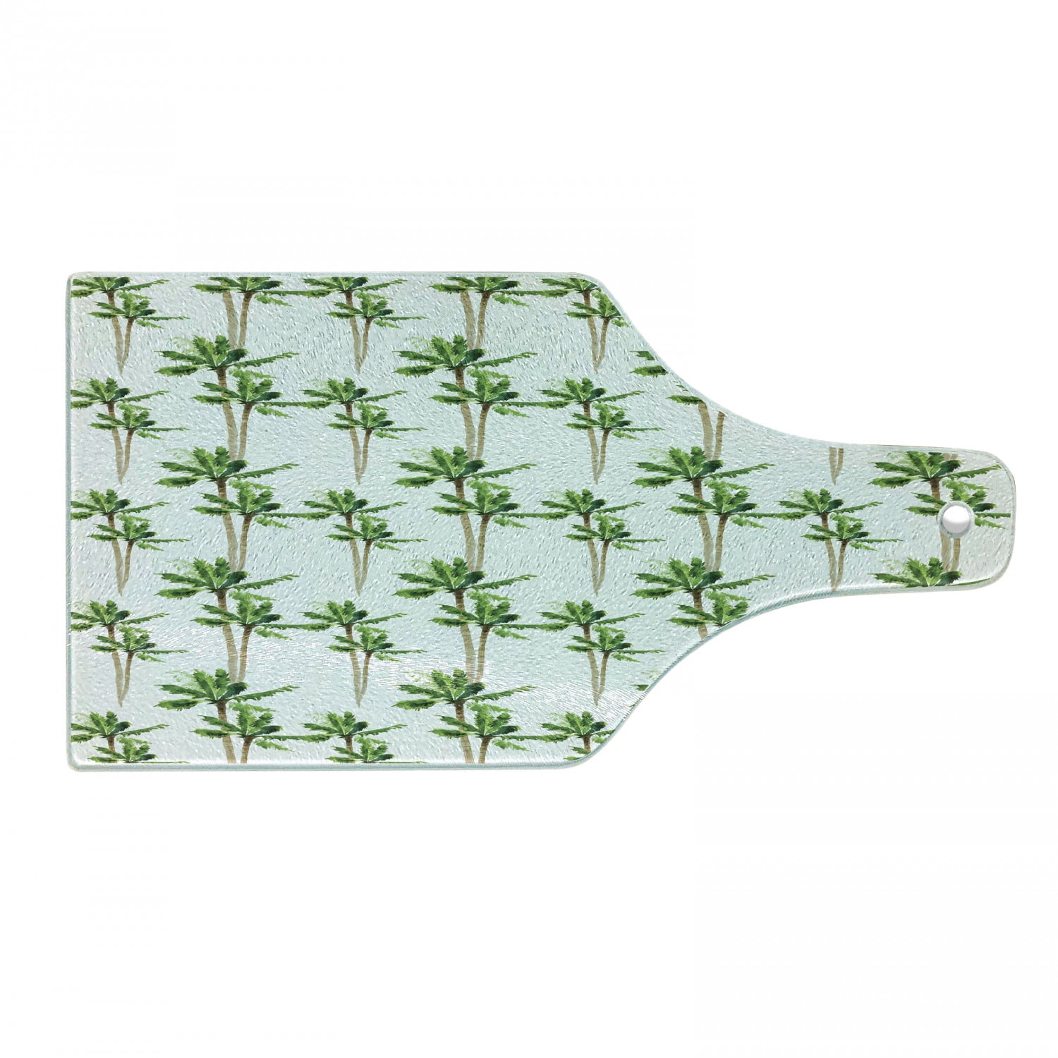 Palm Tree Cutting Board, Watercolor Style Forest Pattern of Coconut ...