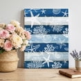 Blue Wood Striped Canvas Wall Art for Living Room, Nautical Starfish ...