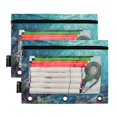 2 Pieces Pencil Bag Binder Pouches 3-Ring Page Turning Folder Pencil ...