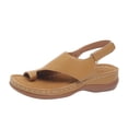 Beige Ladies Summertime Open Toe Wedge Heel Sandals Comfort Thick ...