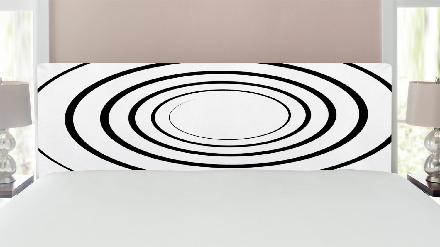 Spires Headboard, Abstract Design Monochrome Spiral Whorl Element ...