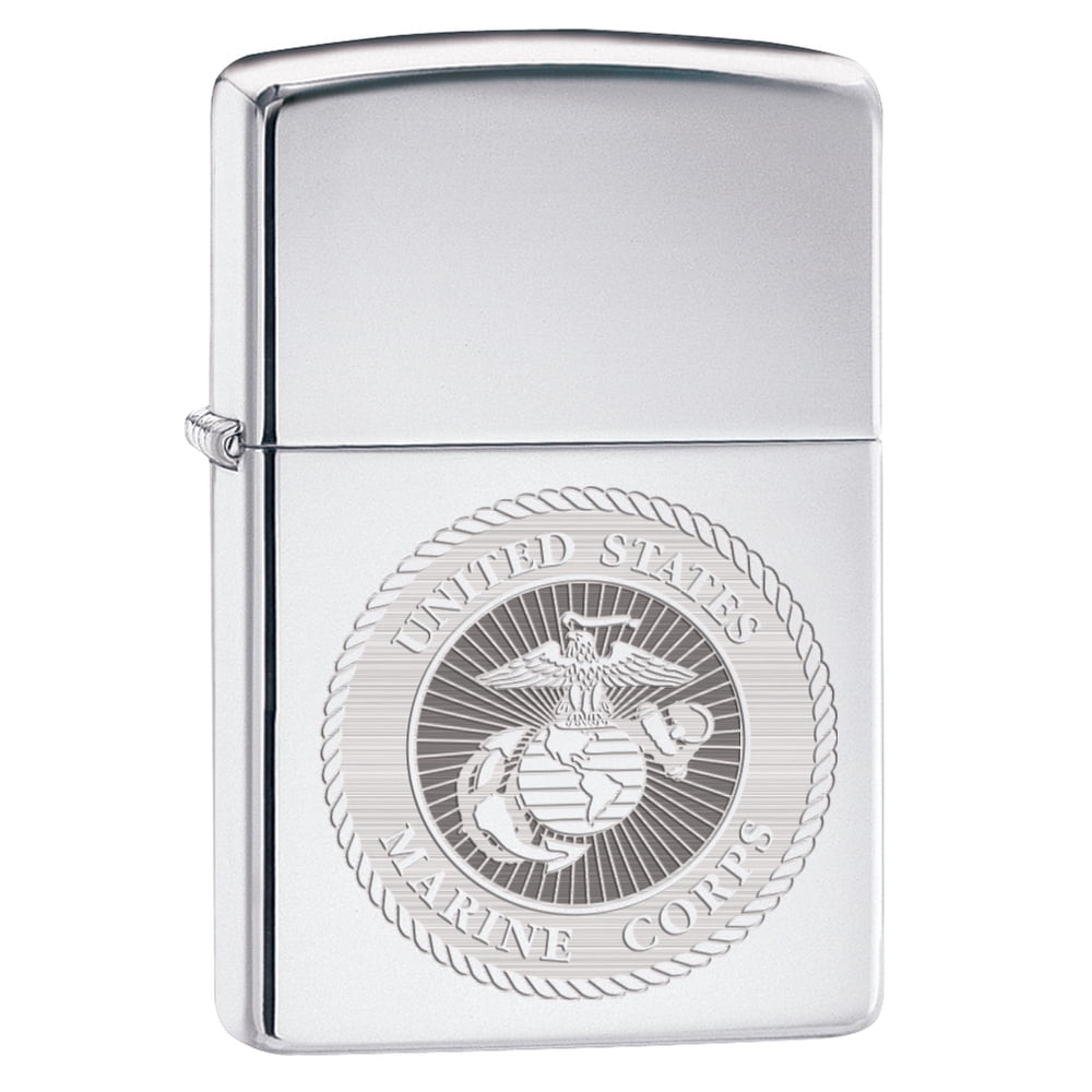 Zippo Lighter: USMC Marine Corps Engraved Seal - High Polish Chrome ...