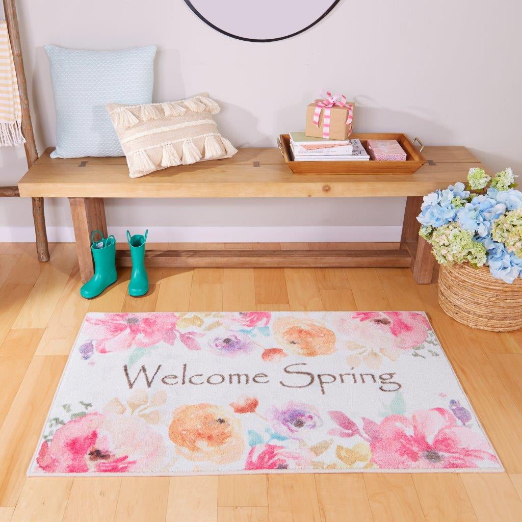 Mohawk Home Print Mat 'Welcome Spring' in Pink, 2' 6'' x 4' 2 ...