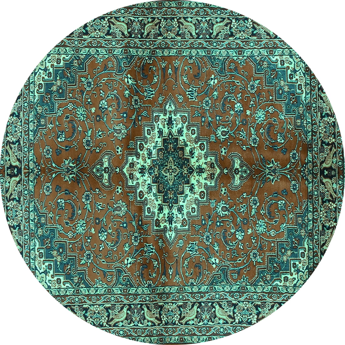 Ahgly Company Indoor Round Persian Turquoise Blue Traditional Area Rugs ...