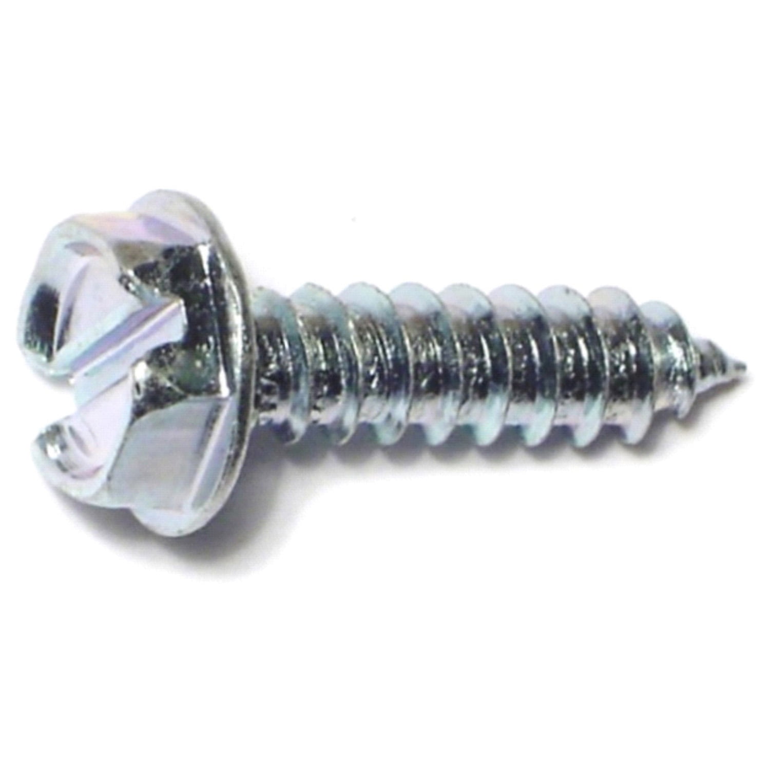 #10 x 3/4" Zinc Plated Steel Slotted Hex Washer Head Sheet Metal Screws ...