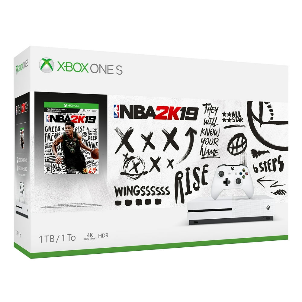 Microsoft Xbox One S 1TB NBA 2K19 Bundle, White, 234-00575 - Walmart ...