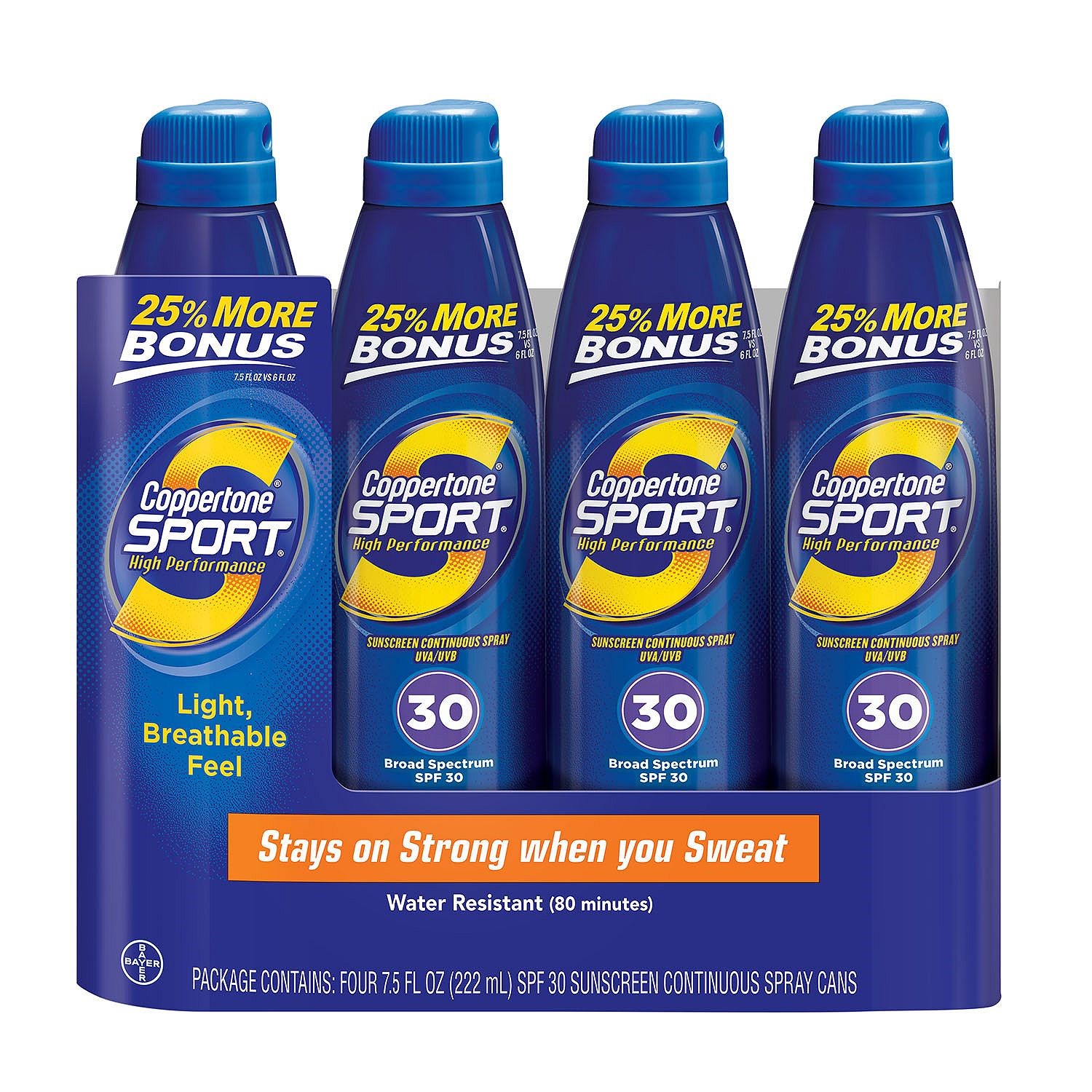 Coppertone Sport Broad Spectrum SPF 30 Continuous Spray Sunscreen 7 5 Coppertone Sport Broad Spectrum SPF 30 Continuous Spray Sunscreen 7 5