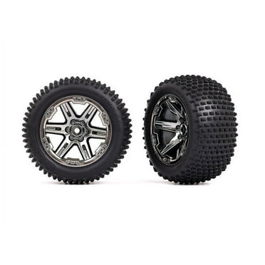 Traxxas 3771X Tires & Wheels 2.8 RXT Black & Satin Wheels, Ribbed Tires ...