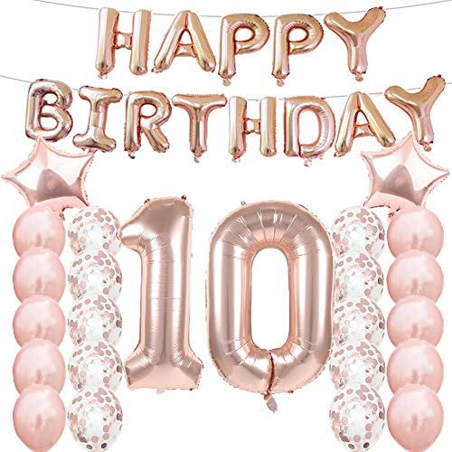 10th Birthday Decorations Party Supplies 10th Birthday Balloons Rose