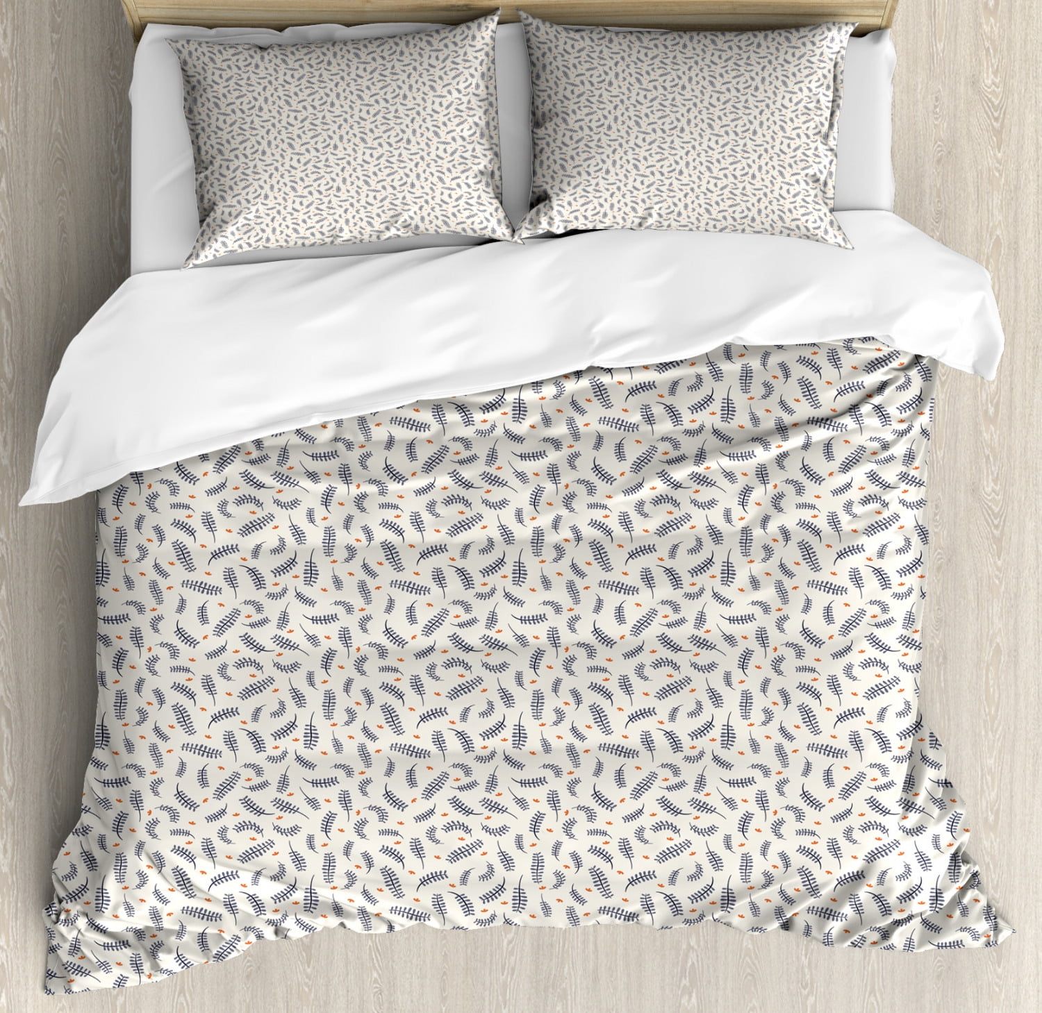 Fern Duvet Cover Set Queen Size, Stylized Composition of Nature ...