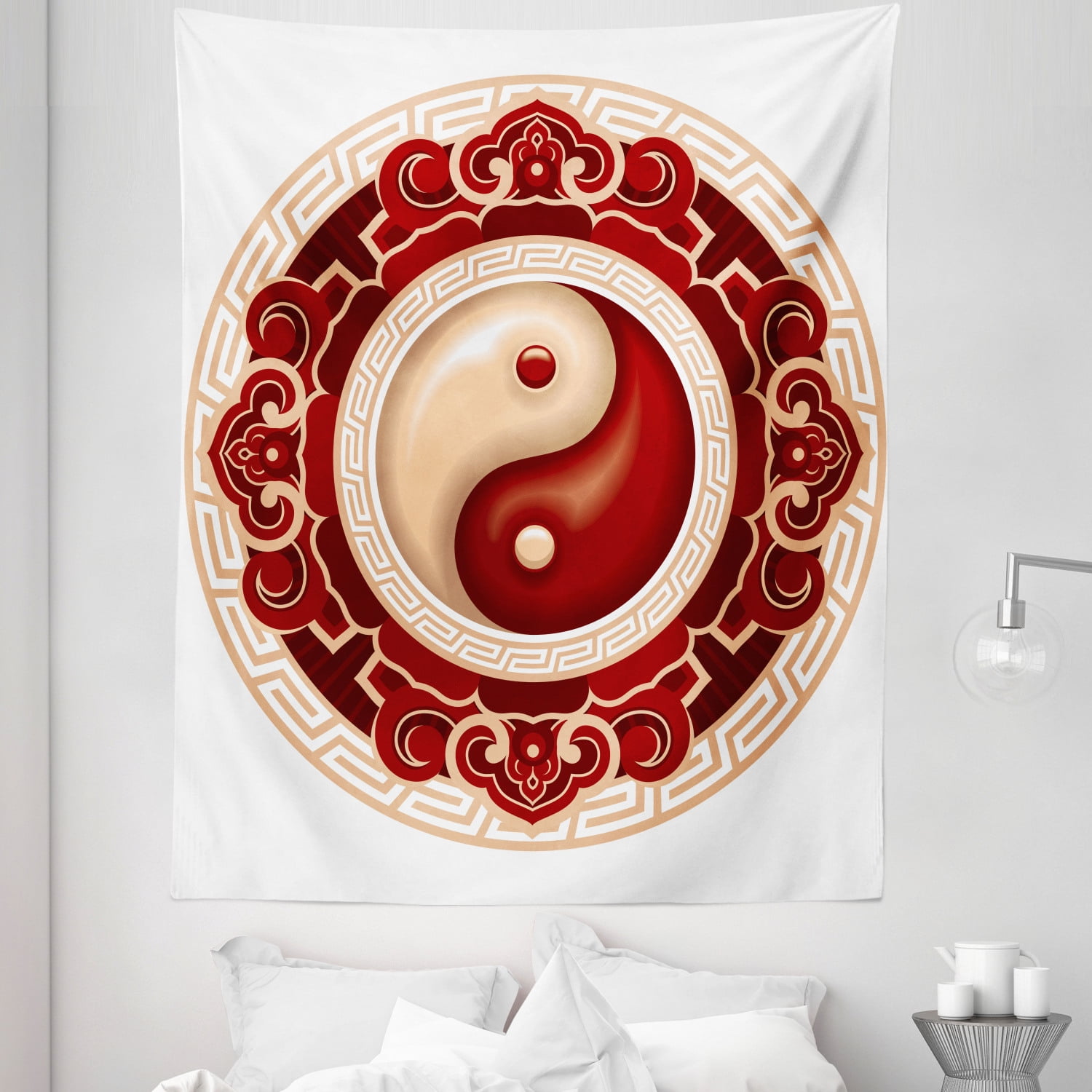Ying Yang Tapestry, Traditional Cultural Floral Ornamental Patterns ...
