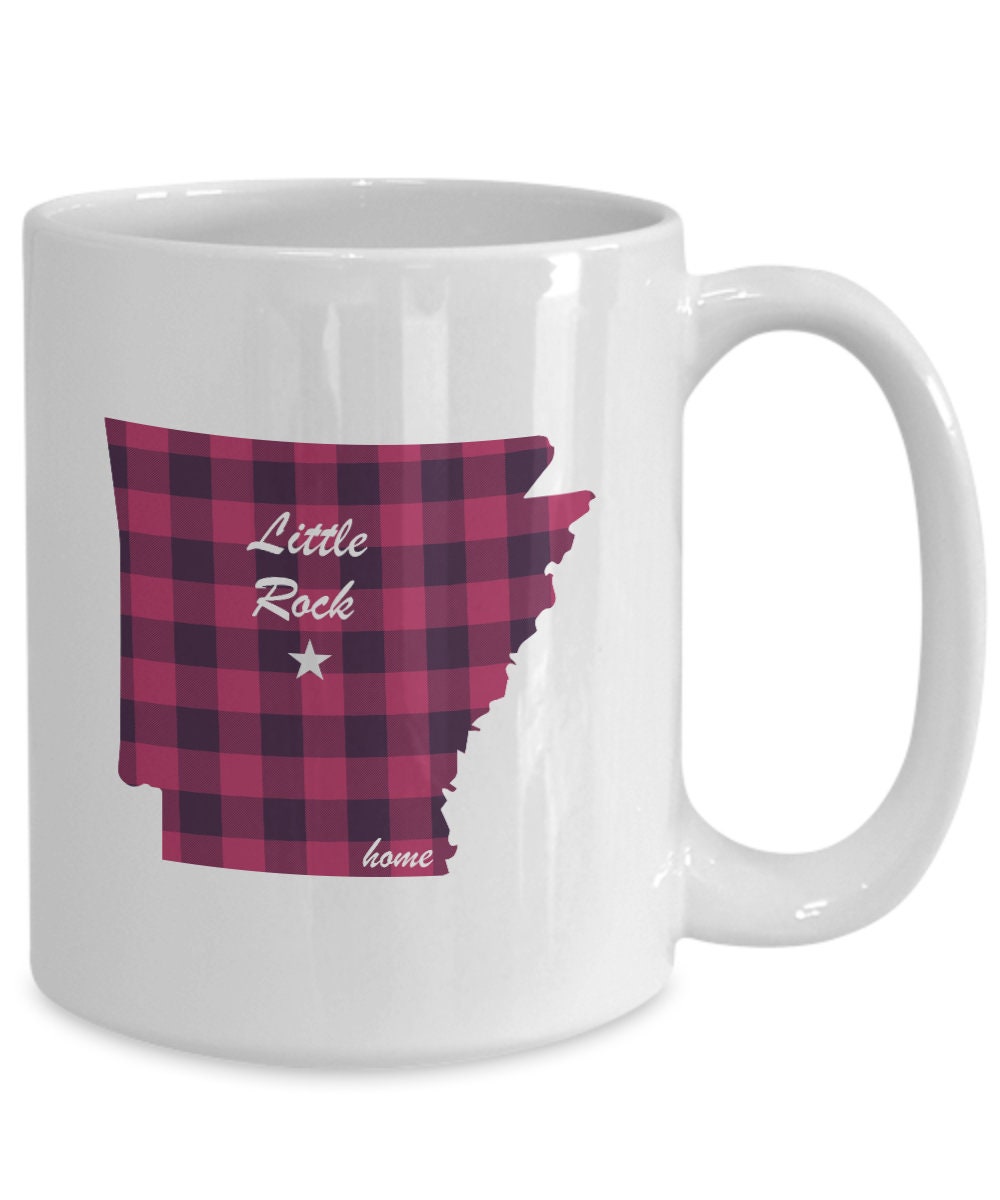 Arkansas Buffalo Plaid With Customized City Option White Gift coffee ...
