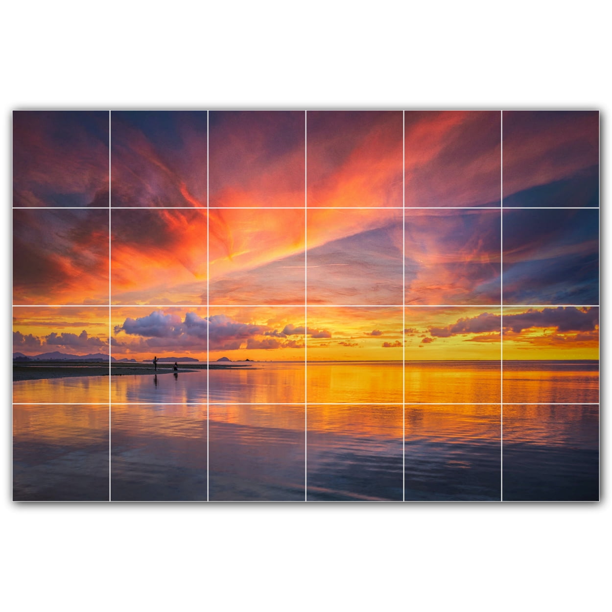 Picture-Tiles.com: Sunset Ceramic Tile Wall Mural WAL500986-64L. 48"W x ...