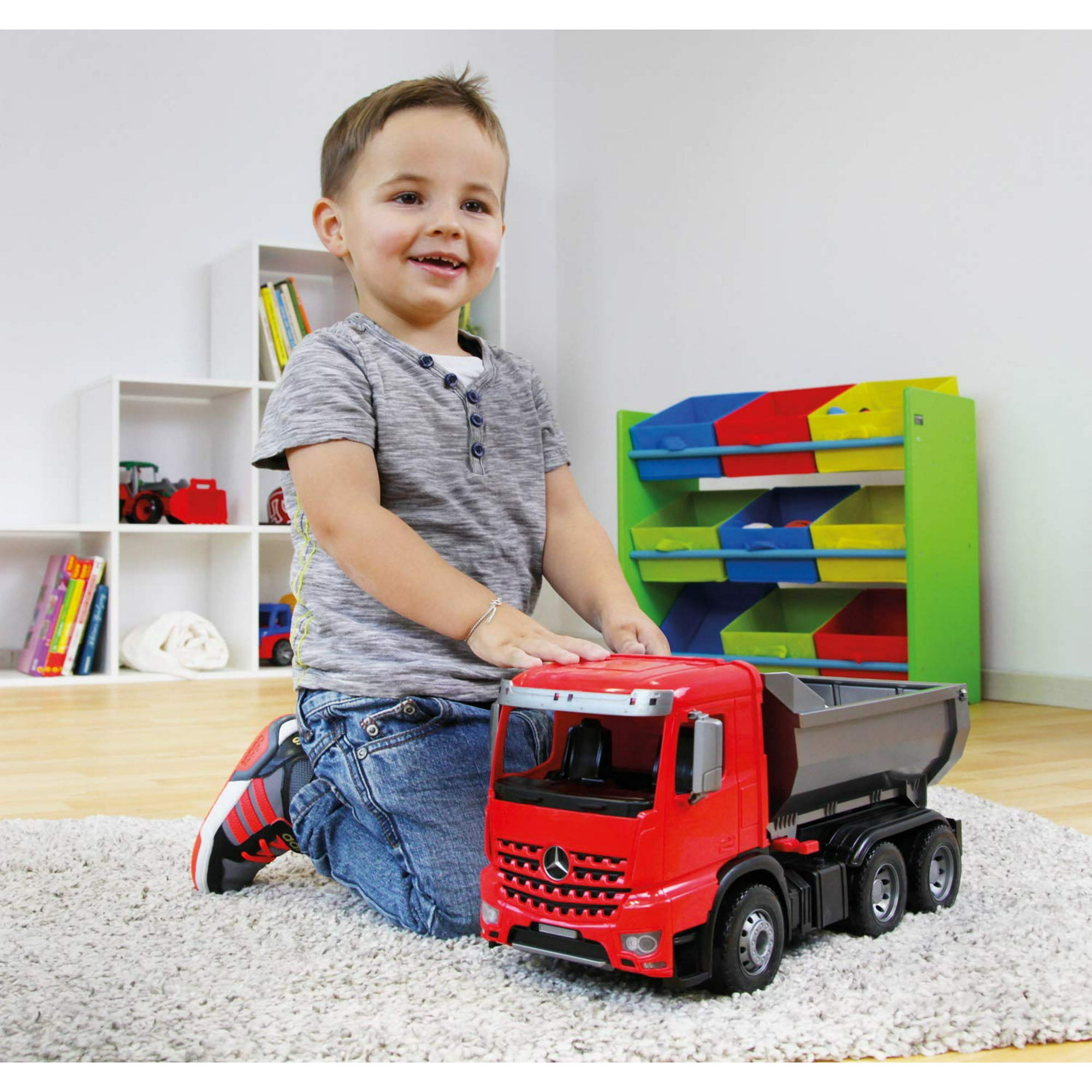 Click here for Lena Mercedes Benz Dump Truck  Red  Silver And Bla... prices