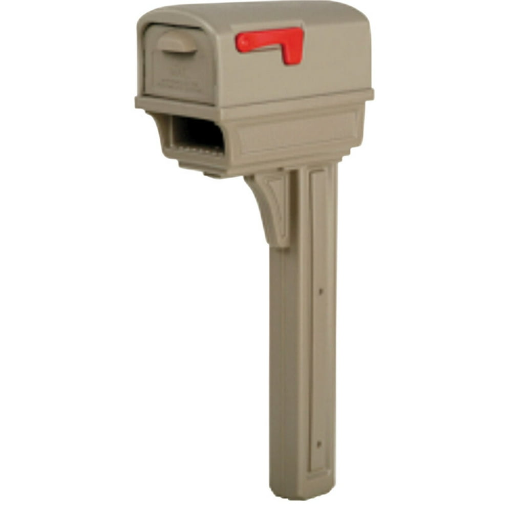 Gibraltar Gibraltar Gentry Plastic Post and Box Combo Mocha Mailbox w ...
