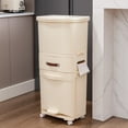 VECELO 3-Tier Kitchen Trash Can with Lid, Recycling Plastic Garbage Can ...