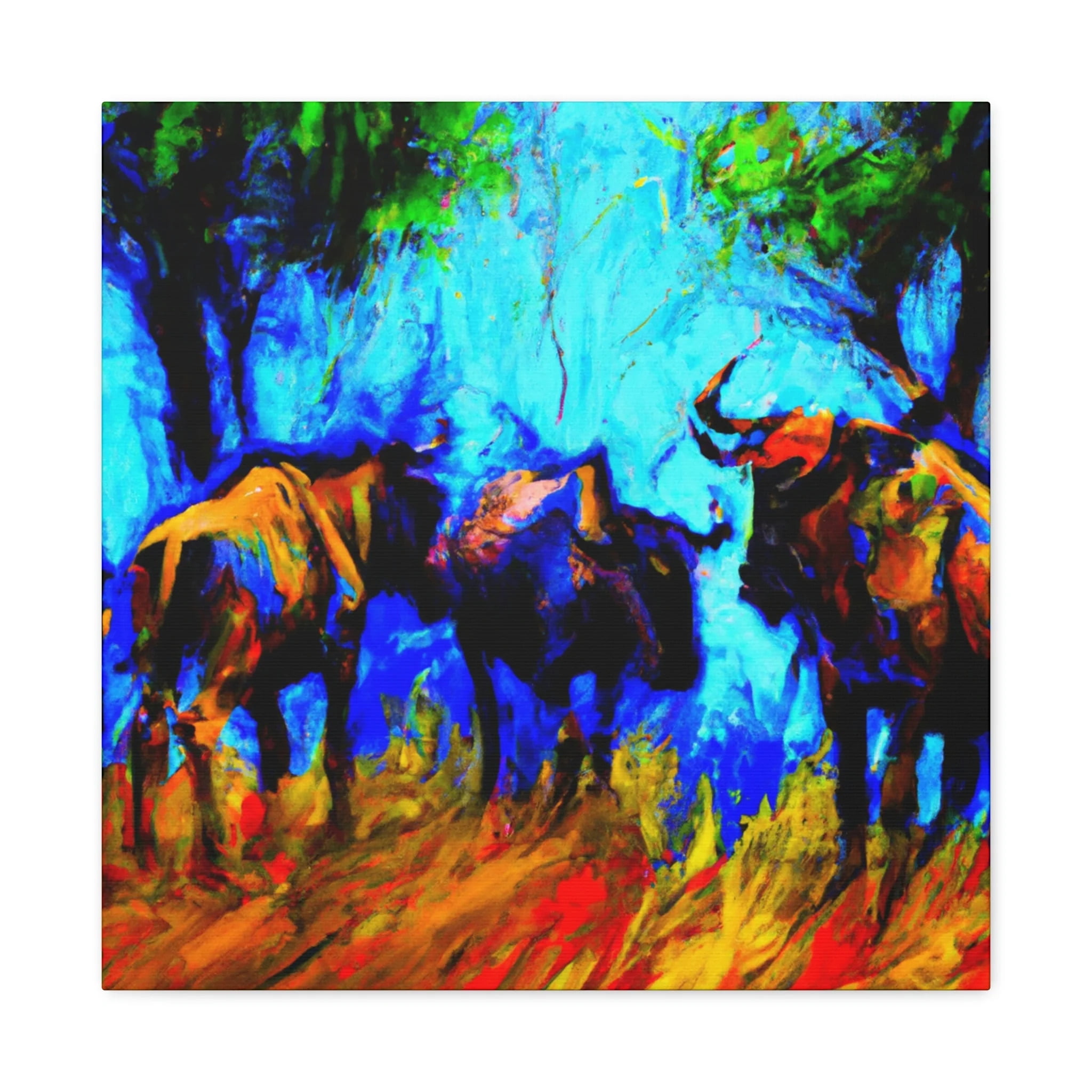 Wildebeest's Wild Dance - Canvas - Walmart.com