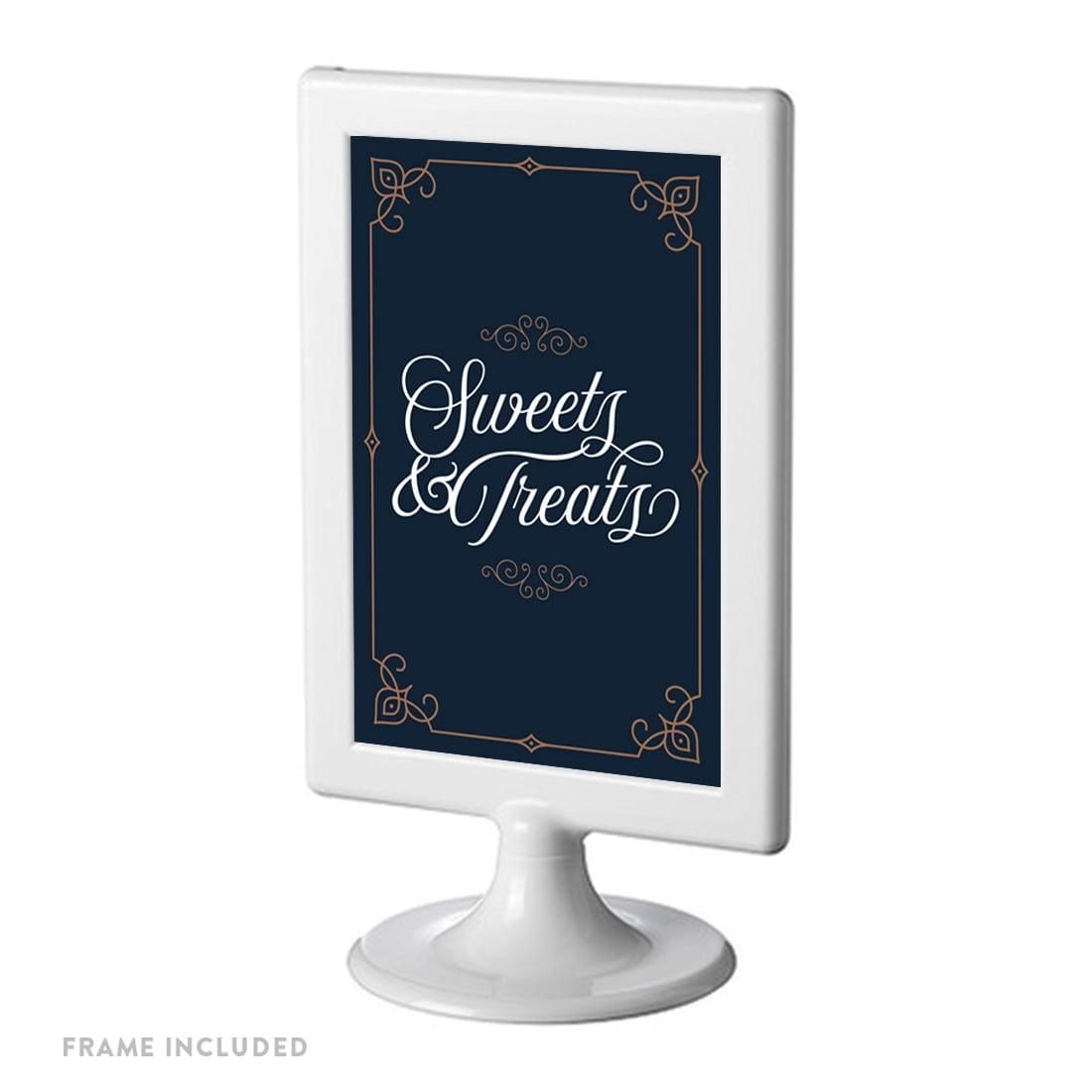 Navy Blue Art Deco Vintage Framed Party Signs, Sweets & Treats Dessert ...