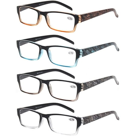 4 Pack Reading Glasses Quality Spring Hinge Readers for Men Women ...