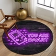 Art Gaming Icons 6FT Round Area Rugs for Living Room Multi Panel Neon ...