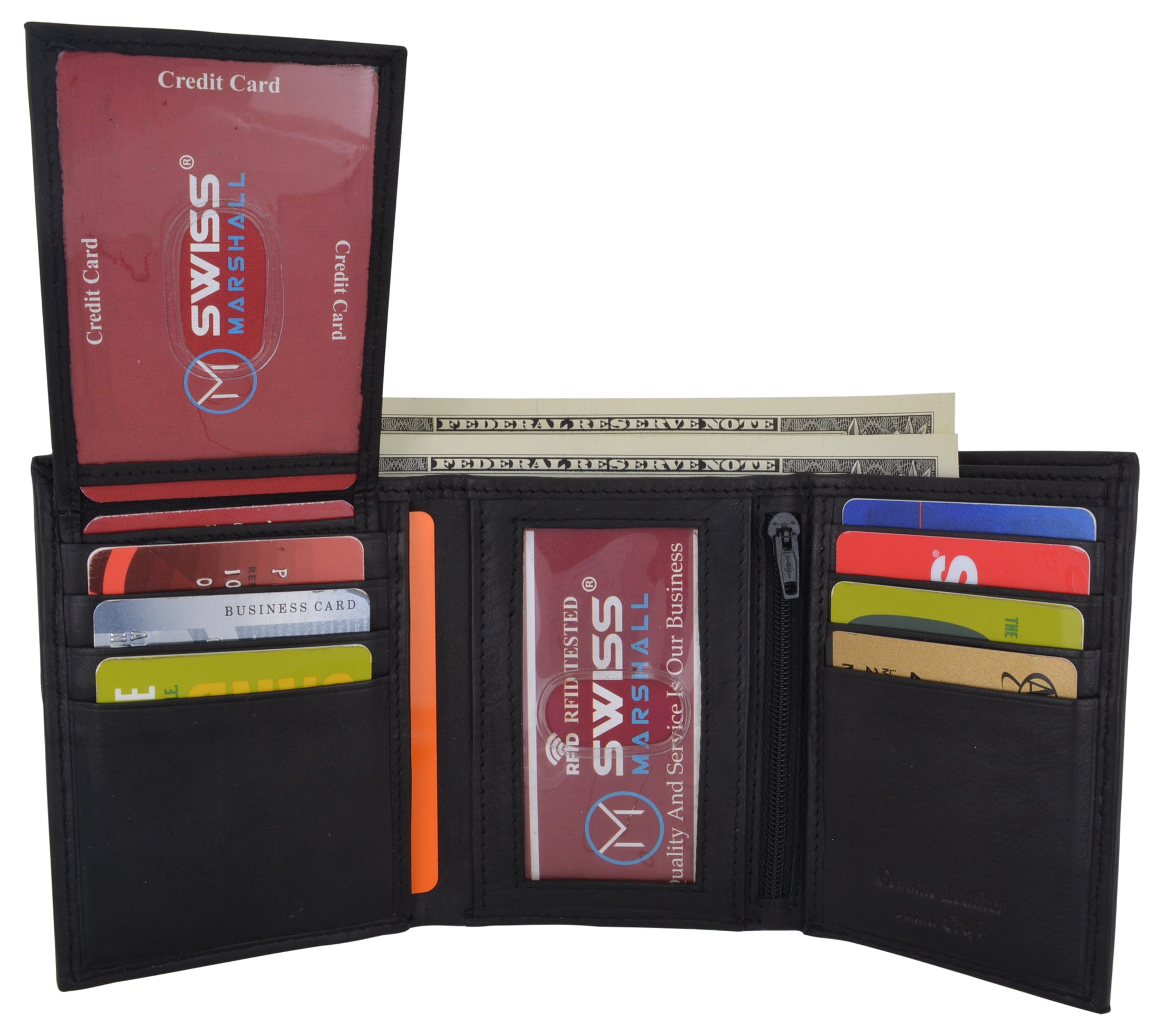 Swiss Marshall Men's RFID Blocking Premium Leather Removable Card/ID ...