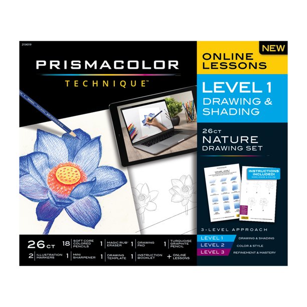 Prismacolor Technique Drawing Set, Level 1 Drawing & Shading, 26-Piece ...