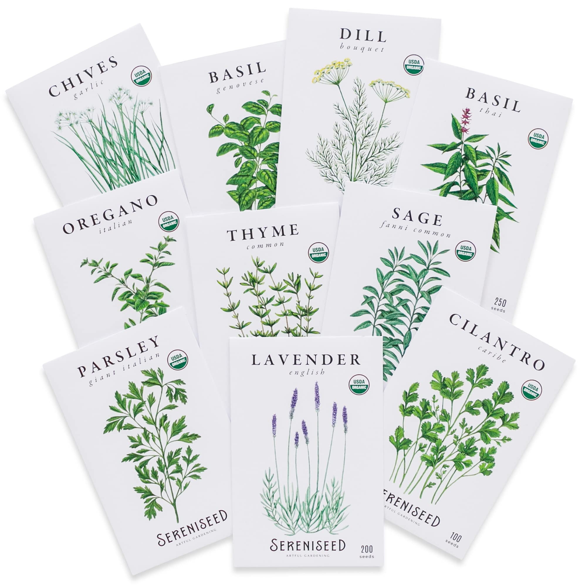 Sereniseed Certified Organic Herb Seeds Collection (10-Pack) - 100% Non ... Sereniseed Certified Organic Herb Seeds Collection (10-Pack) - 100% Non ...