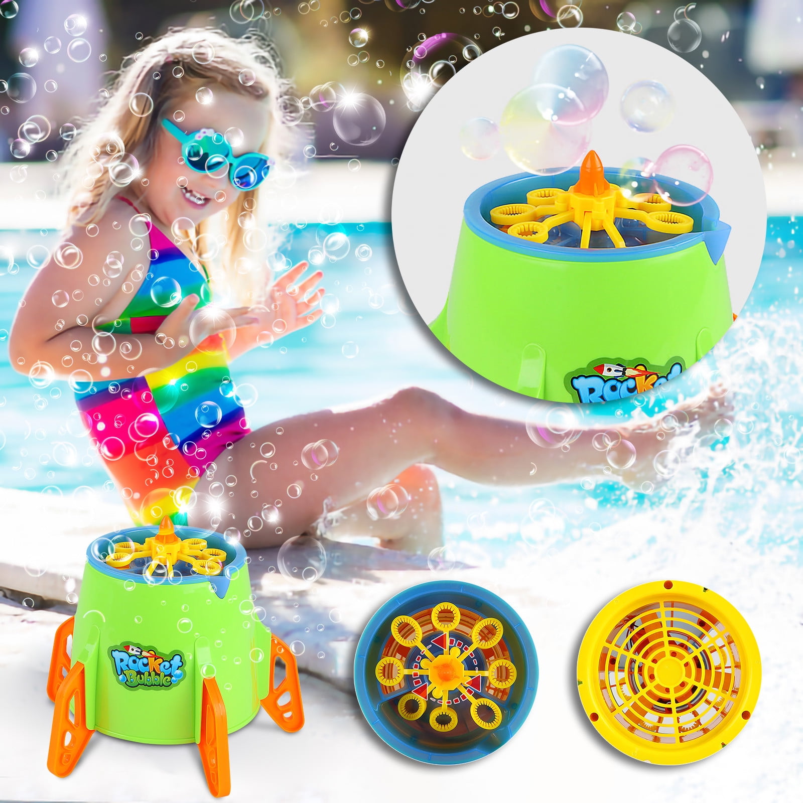 Useefun Automatic Light and Music Bubble Machine Children's Rocket ...