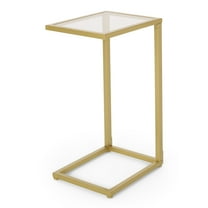 GDF Studio Zaragoza Modern Glam Glass Top C Shaped Side Table, Gold ...