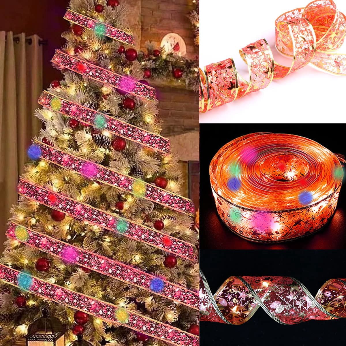 Luces navideñas con cinta LED, 16,4 pies (luz roja, de color) | Walmart ...