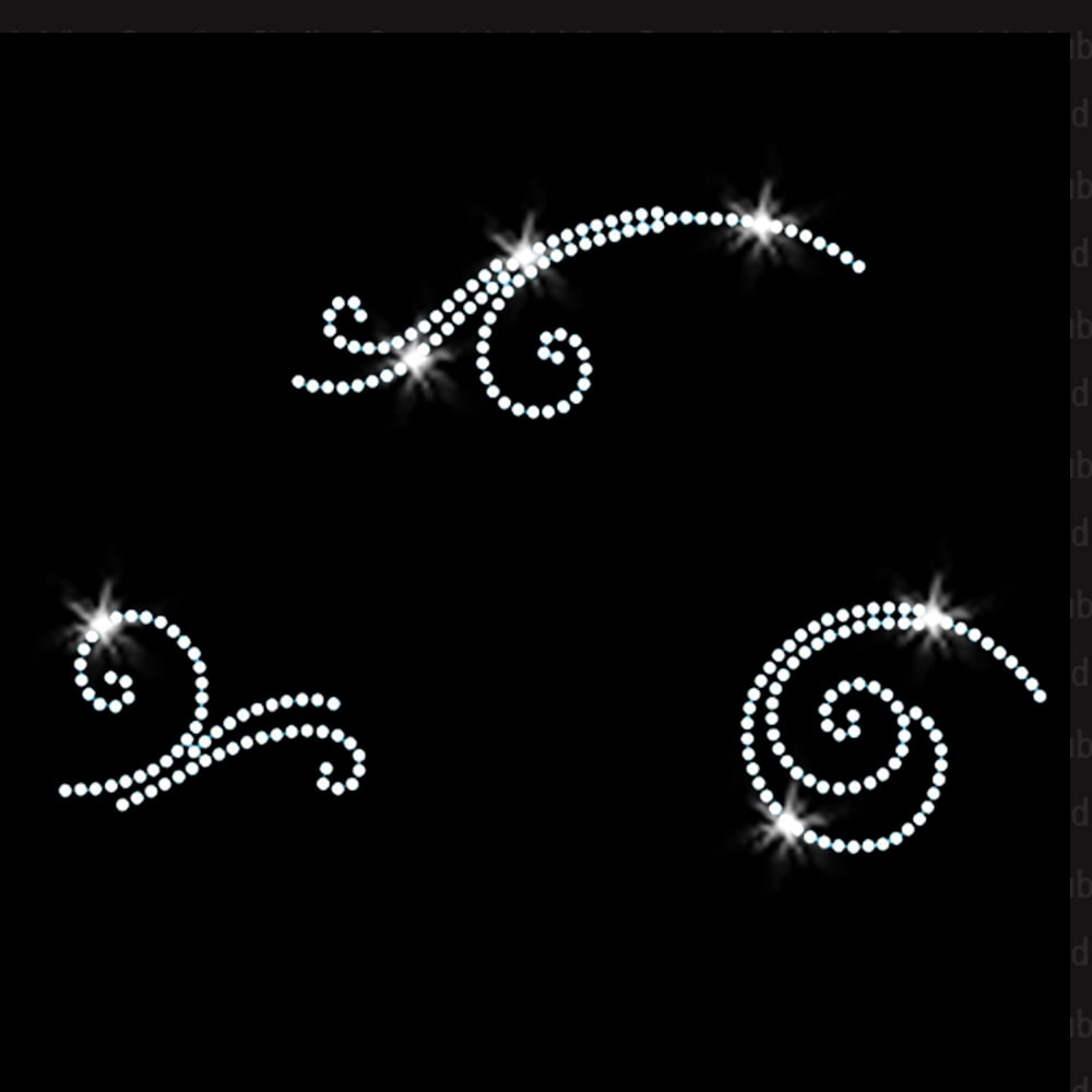 Embellish Swirls Design E2 Iron-on Clear Crystal Rhinestone Transfer by ...