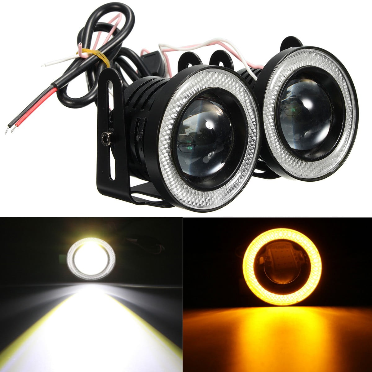 Pair 2.5'' 30W Car White Halo Angel Eyes Rings Projector COB LED ...