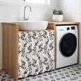 Black Leaf Cabinet Curtains 35" W x 35" L Vintage Farmhouse Botanical ...