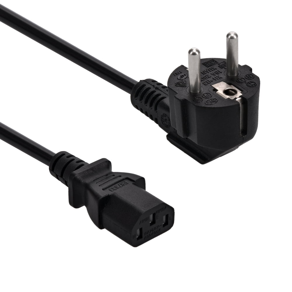 6 Feet European Power Cord Power Cord Black / H05VV-F0.75/3G S, (2 Pack ...