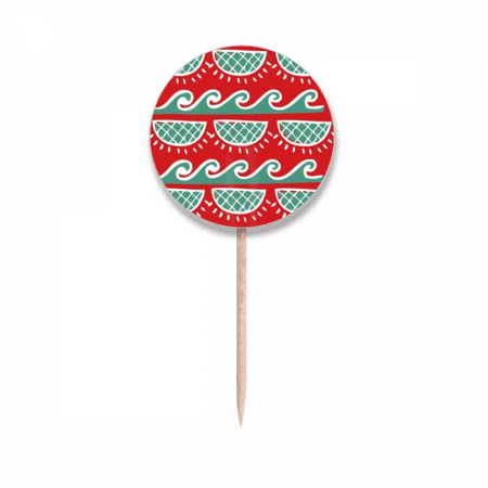 Wave Mexico Totems Ancient Civilization Toothpick Flags Round Labels ...